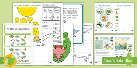Ficha de actividad: Colorea y cuenta - Dinosaurios