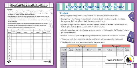Sixth Grade Greatest Common Factor Maze