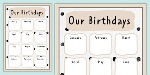 Bee-Themed Classroom Birthday Chart Display Poster