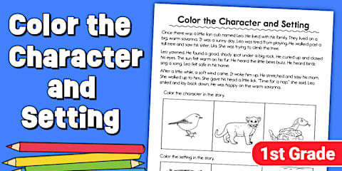 Character and Setting Cut and Paste Sorting Worksheet for K-2nd Grade