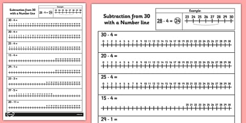 Addition within 50 with a Number Line Differentiated Worksheets