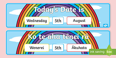 Botanical-Themed Today's Date Display Pack - English/Te Reo Māori