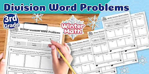 Third Grade Spring Division Word Problems Worksheets