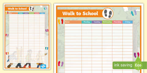 KS1 Let's All Walk to School Week Tally Chart Worksheet