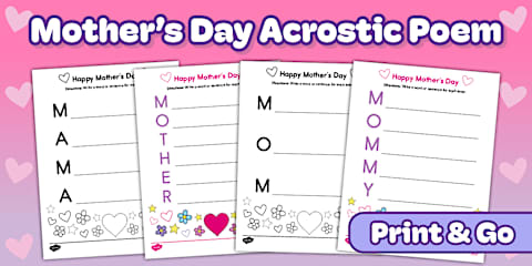 Mother's Day Acrostic Poem Example
