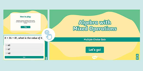 Algebra: Solving Equations Maths Quiz - KS2 Revision