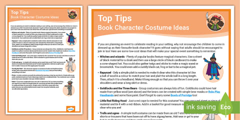 Book Characters That Wear Normal Clothes Ideas Sheet