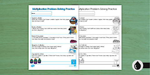 Multiplication Problem Solving Practice (Level 3) Activity Sheet