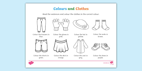 Clothing Coloring Worksheet