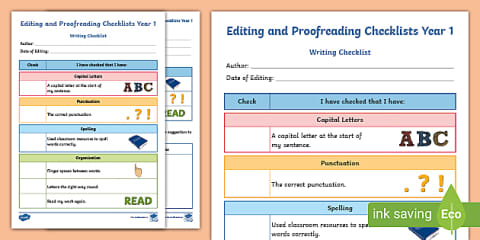 Editing and Proofreading Checklists Year 2
