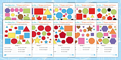 Kindergarten Valentine's Day Color by Shape Worksheet