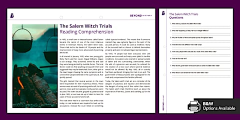 The Salem Witch Trials Reading Comprehension