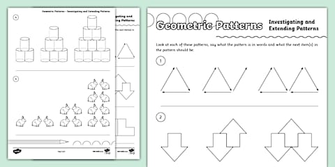 Completing Geometric Patterns Activity Sheet