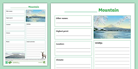 Diagram of a Mountain KS2 Labelling Activity