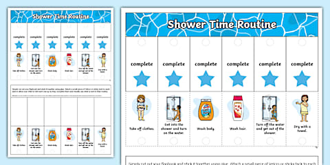 Twinkl Symbols: Older Learners: Showering Visual Schedule