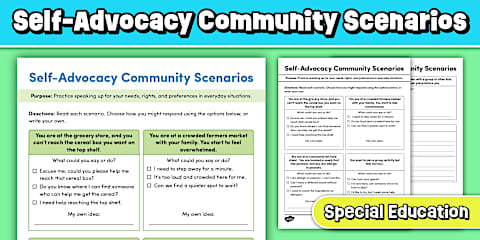 Solo vs. Shared Thinking Scenarios Worksheet for Special Education