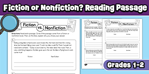 Fourth Grade Fiction or Nonfiction? Reading Passage Worksheet