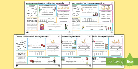 Year 2 Common Exception Word Activity Mat Pack 1 - y2, ks1, Morning ...