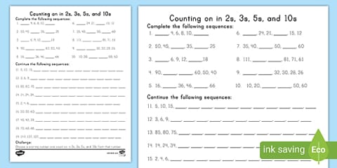 First Grade Skip Counting by 2s to 100 Worksheet