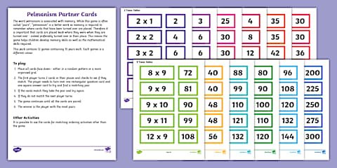 Times Tables to 12x Printable Flash Cards