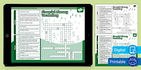 Eighth Grade Financial Literacy Vocabulary Crossword Puzzle