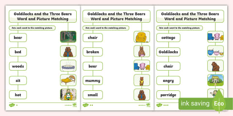 Goldilocks and the Three Bears Story Sequencing Worksheet