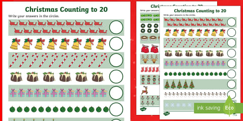 Christmas Tree Counting Worksheets