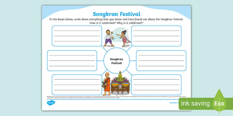การ์ดระบายสีวันสงกรานต์ 2568 แบบพับได้ - Songkran 2025 Colouring Card
