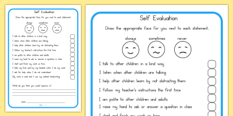 Student Self-Reflection Sheet
