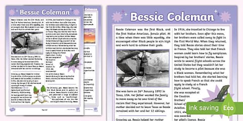Bessie Coleman KS1 Leaflet Template