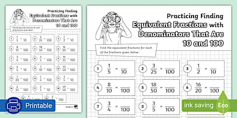 Tenths and Hundredths Activity Sheet