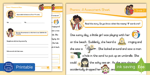 Grade 2 Phonics: ll Differentiated Worksheets