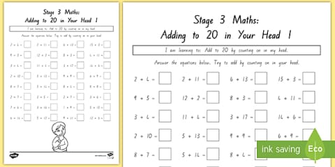 Basic Facts Worksheets - Test Set 1 - Stages 3 - 8
