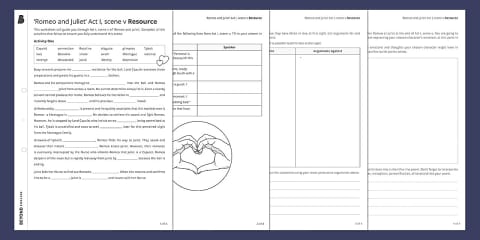 Anticipation Guide: 'Romeo and Juliet' by Shakespeare