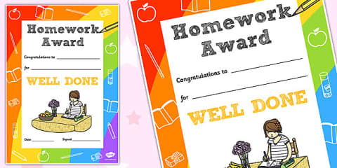 Summer Vibes Themed Homework Award Certificate