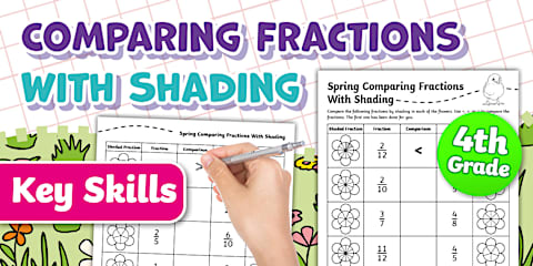 Fourth Grade Halloween Comparing Fractions With Shading Worksheet
