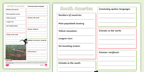 South America Cloze Activity