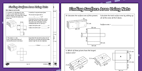 Surface Area of Cubes and Cuboids - Years 7-10 Home Learning