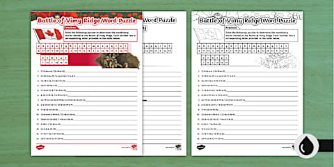 The Battle of Vimy Ridge Word Search
