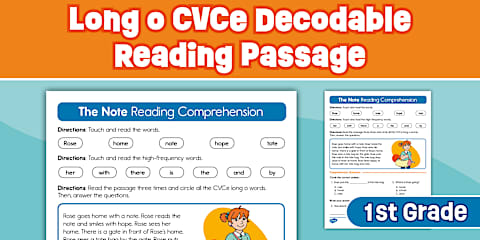 First Grade Long i CVCe Decodable Reading Passage Comprehension Worksheet