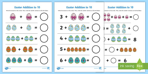 Easter Addition and Subtraction Secret Message Worksheet