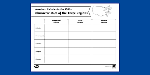 Three Regions of the 13 Colonies Venn Diagram