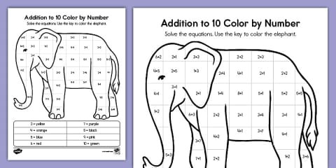 Christmas Addition and Subtraction to 10 Color by Number