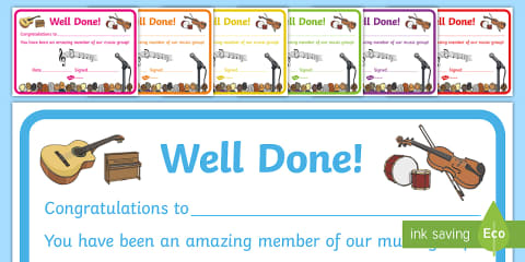 Bee-Themed Marvellous Music Certificate