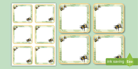 Bee-Themed Editable Tray Labels