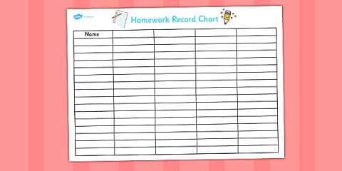Editable Homework Record Chart