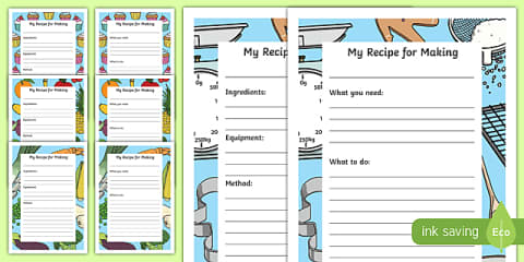 Writing Instructions: Blank Recipe Activity Sheet