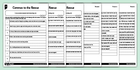 Using Commas to Separate Items in a List Lesson Teaching Pack