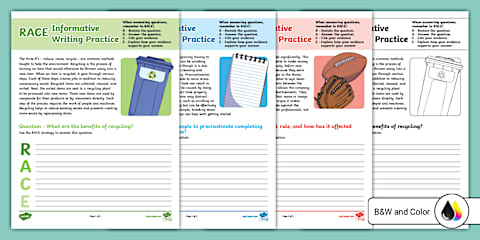 Sixth Grade RACE Argumentative Writing Practice Worksheet