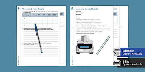 KS3 Calculating Density Worksheet